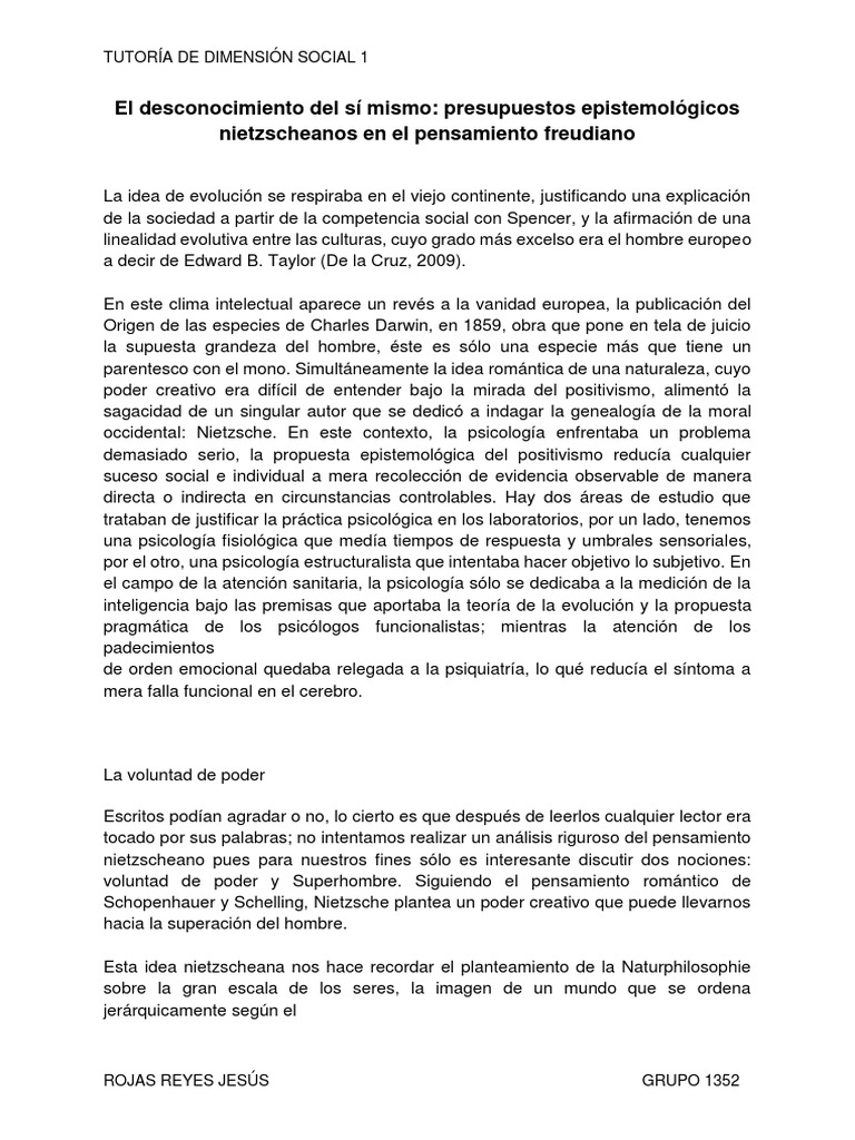 El Desconocimiento de Si Mismo | PDF | Friedrich Nietzsche | Psicoanálisis