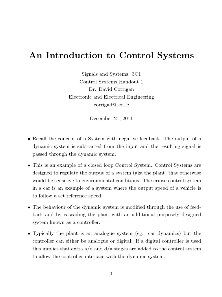 Control Systems PDF | PDF | Control Theory | Control System