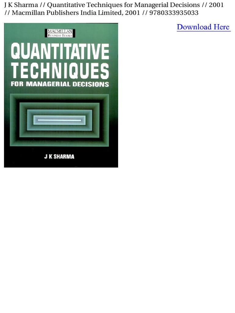 Quantitative Techniques For Managerial Decisions | PDF | Decision Making | Quantitative Research