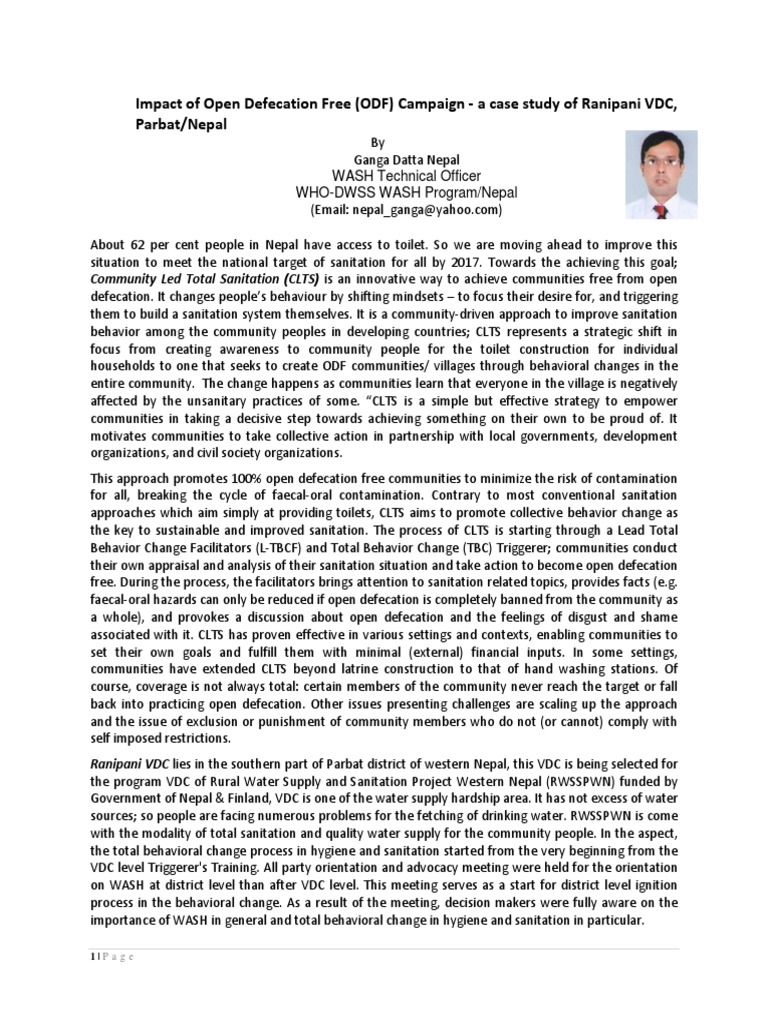 Impact of Open Defecation Free (ODF) Campaign - A Case Study of ...