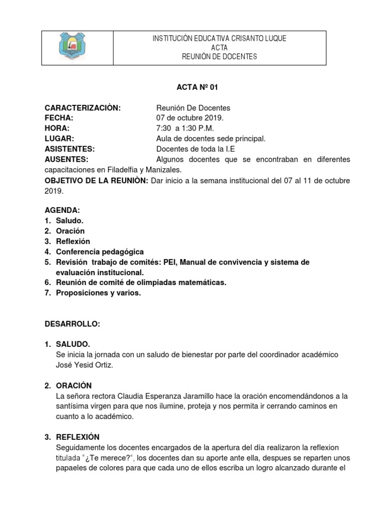 Modelo de Acta | PDF