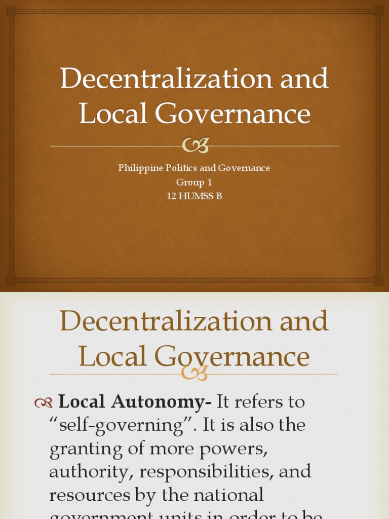 Decentralization and Local Governance 1 | PDF | Devolution | Government