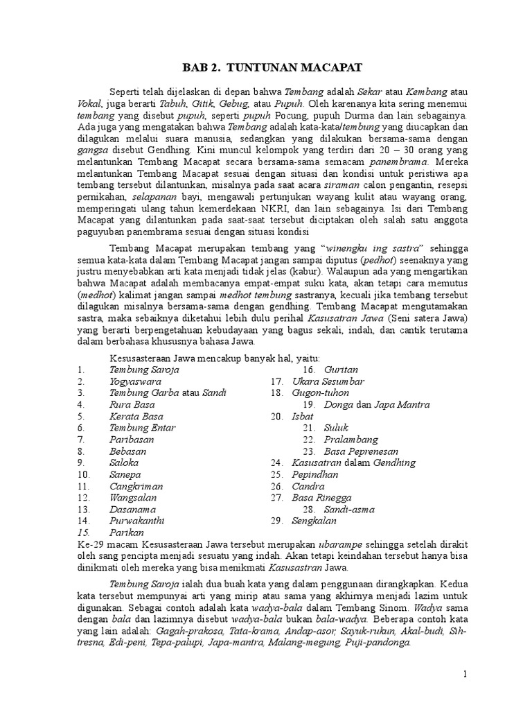 BAB II. TUNTUNAN MACAPAT Oke - Ubah Font | PDF