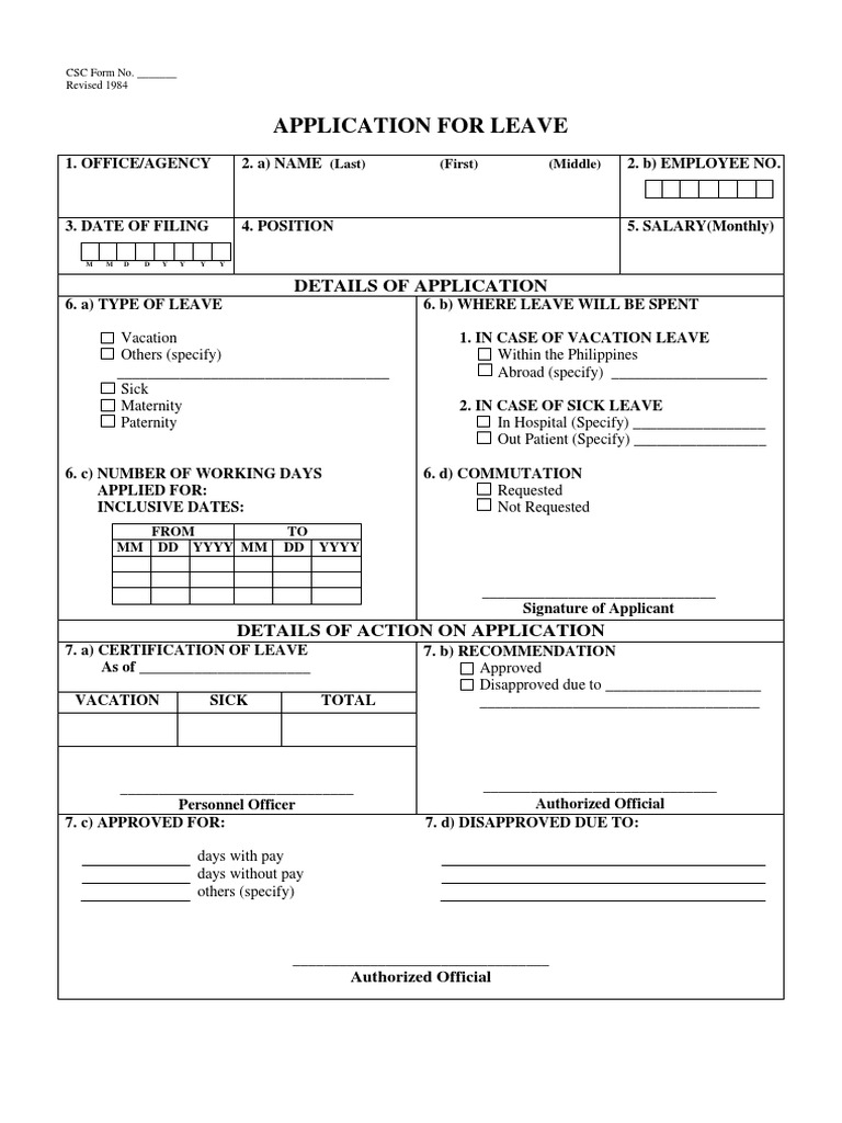 Application For Leave PDF | PDF | Government | Business