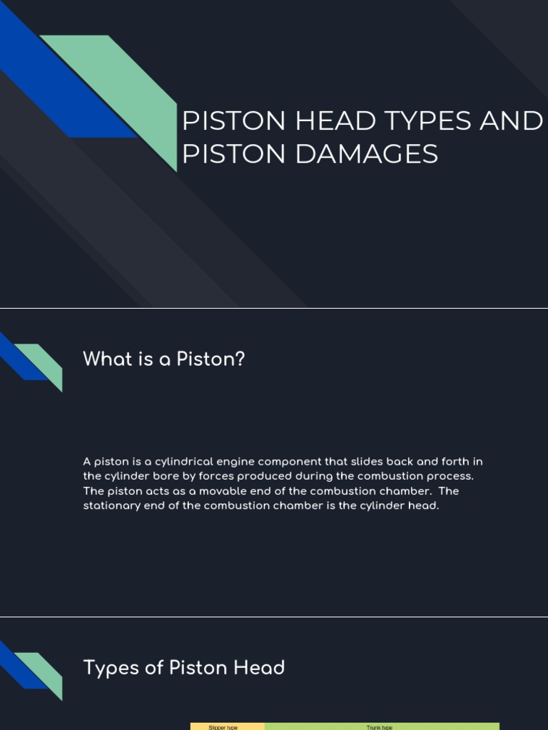 Piston Head Types and Piston Damages | PDF | Piston | Cylinder (Engine)