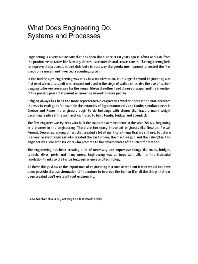 What Does Engineering Do. Systems and Processes | PDF