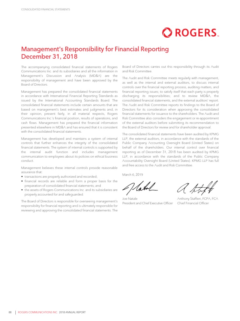 Audited 2018 Rogers | PDF | Financial Statement | Internal Control