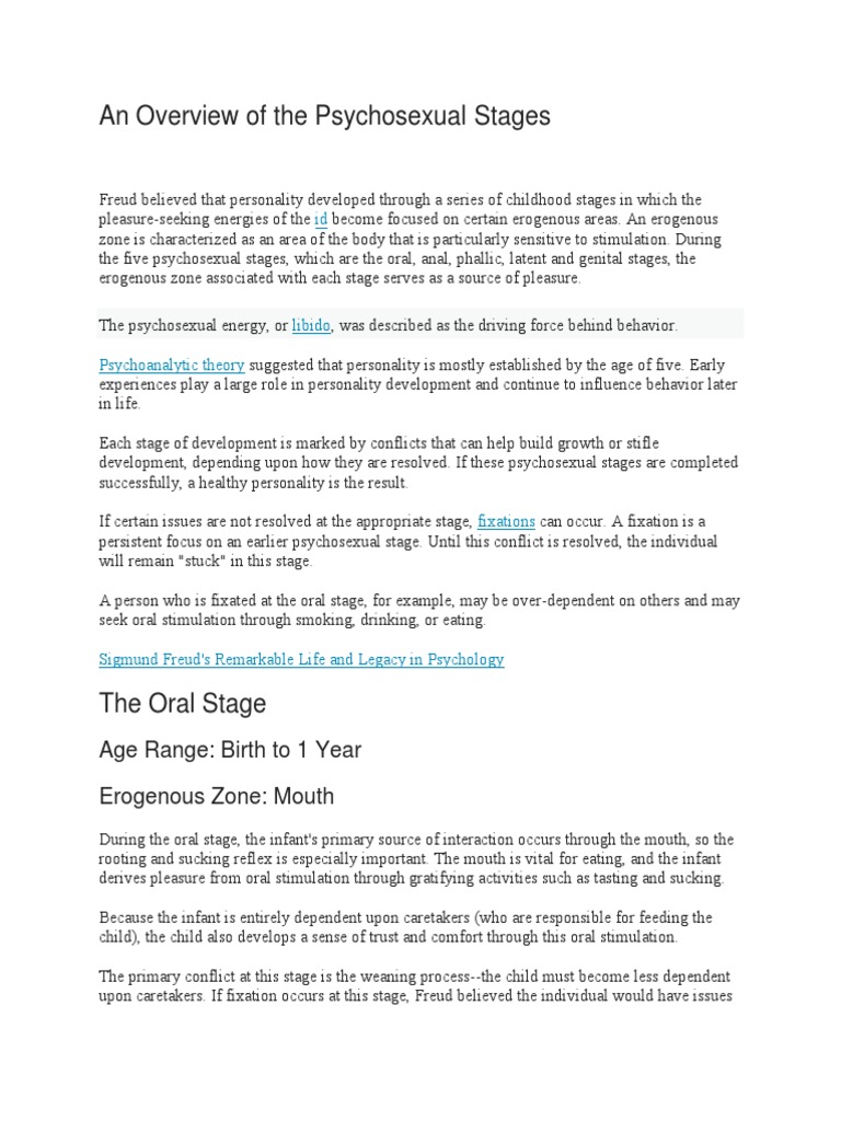 An Overview of The Psychosexual Stages | PDF | Id | Oedipus Complex