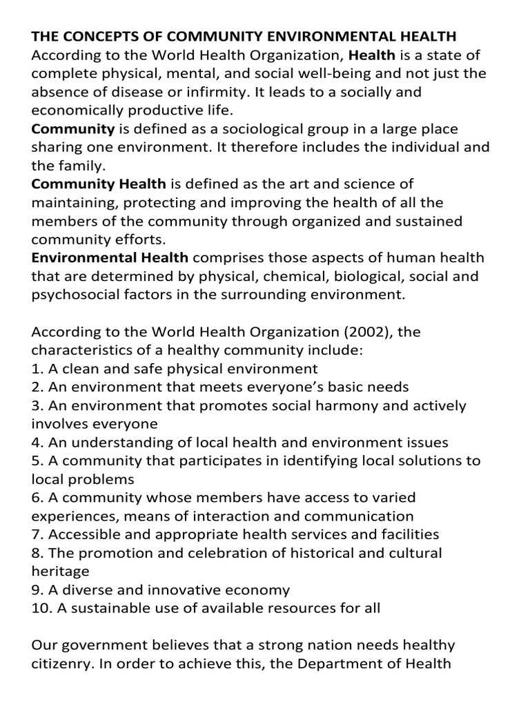 Community Environmental Health Concepts | PDF | Community | World ...