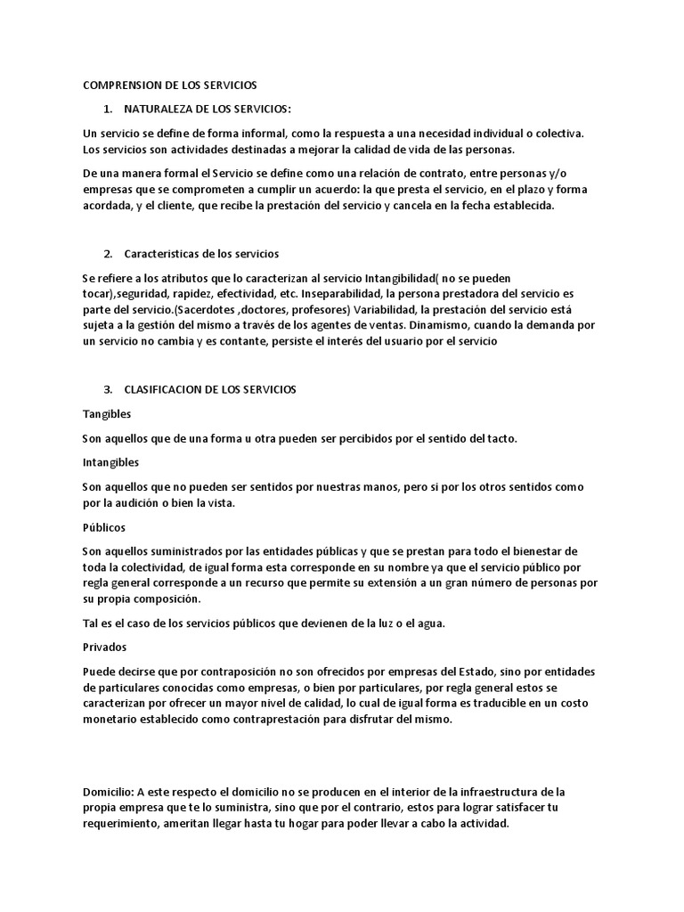 Comprension de Los Servicios | PDF | Marketing | Producto (Negocio)