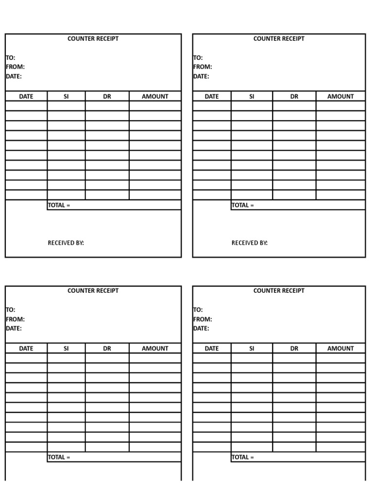 Counter Receipt Template Form | PDF