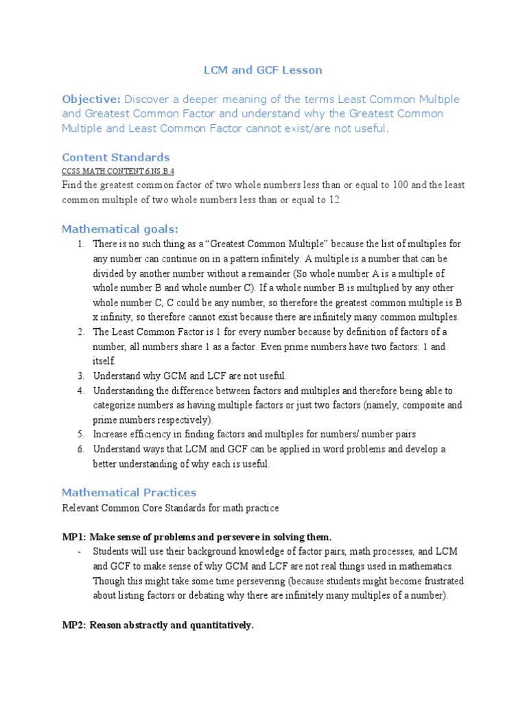 Sample Lesson Plan Pdf Factorization Teaching Mathematics 3420
