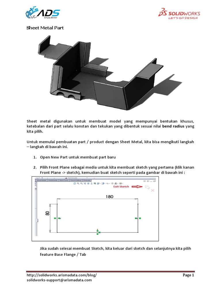 Panduan Modeling Sheet Metal di SolidWorks | PDF