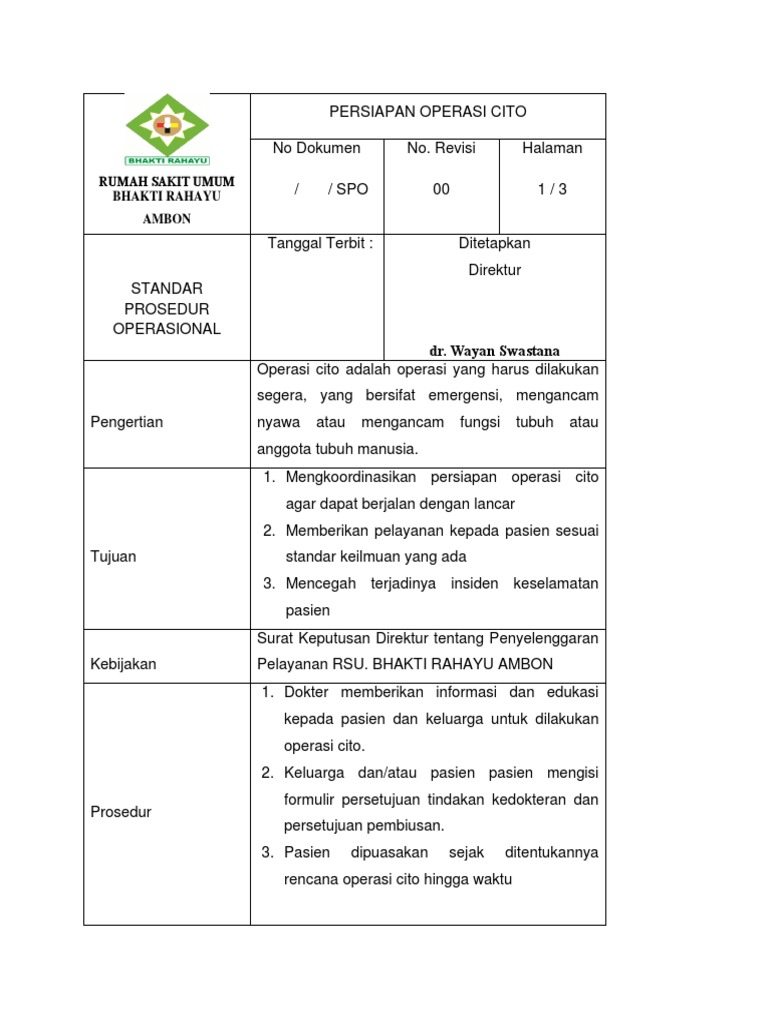 Sop Cito Operasi | PDF
