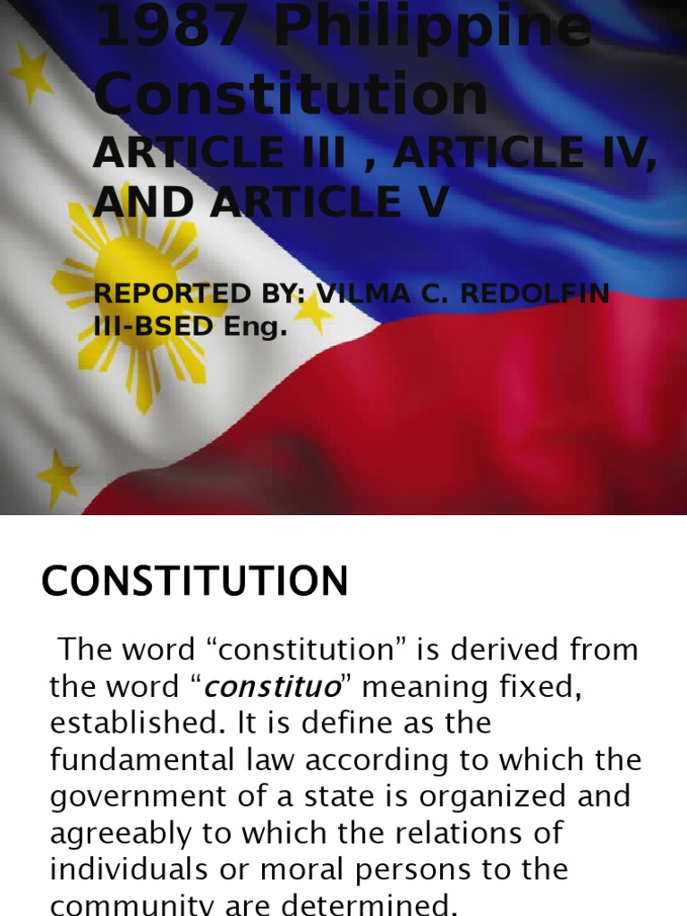 Article Iii, Article Iv, and Article V: Reported By: Vilma C. Redolfin ...