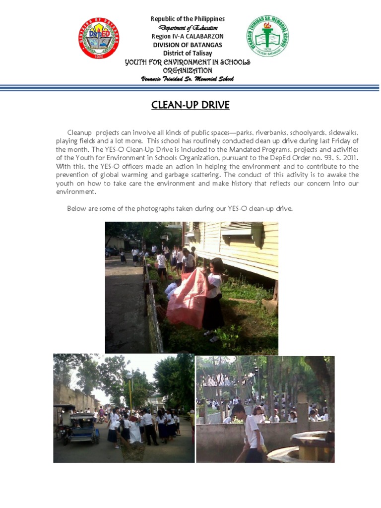 YES-O Clean-Up Drive at Venancio Trinidad School | PDF
