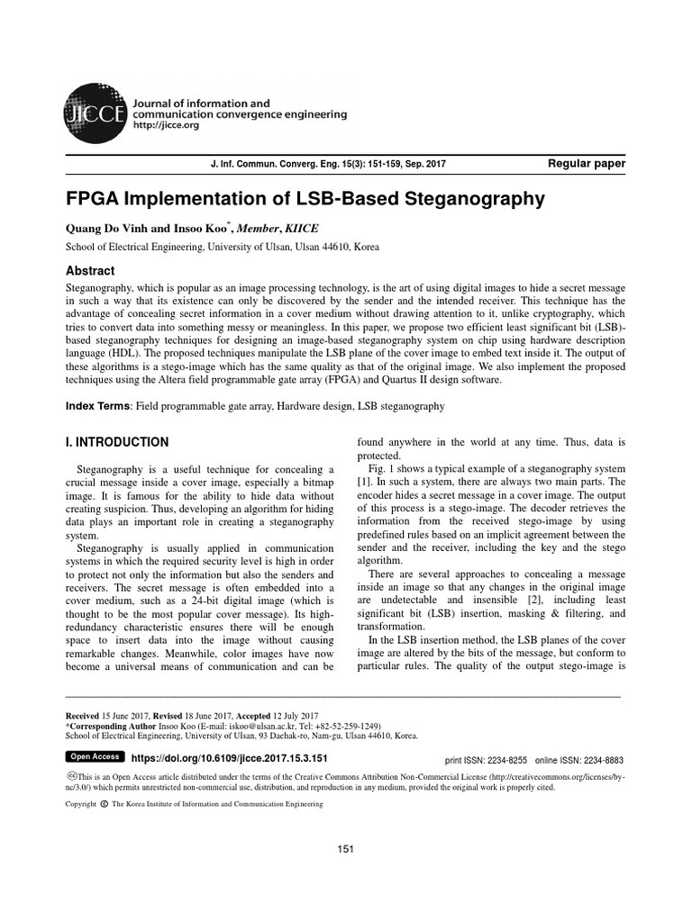 FPGA Implementation of LSB-Based Steganography | PDF | System On A Chip | Field Programmable ...