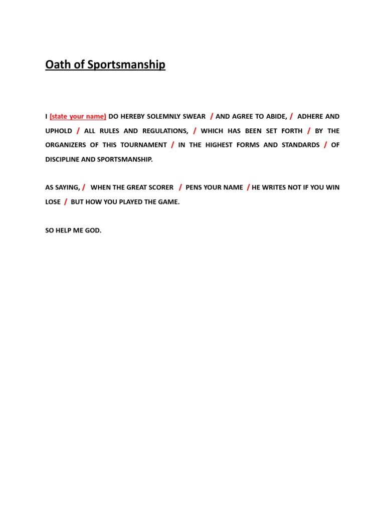Oath of Sportsmanship | PDF