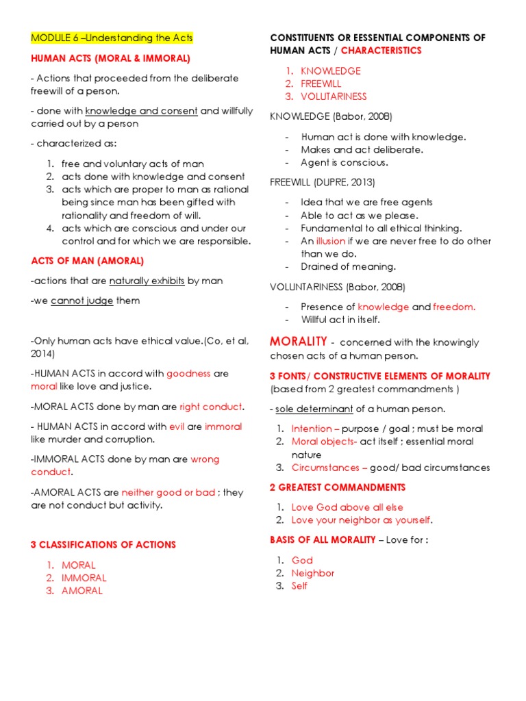 Understanding the Acts and Components of Human Acts | PDF | Courage ...