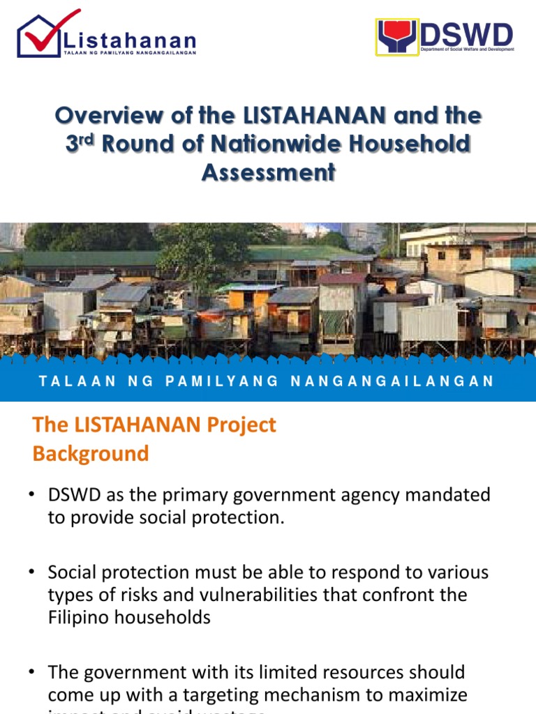 Overview of The LISTAHANAN and The 3 Round of Nationwide Household ...