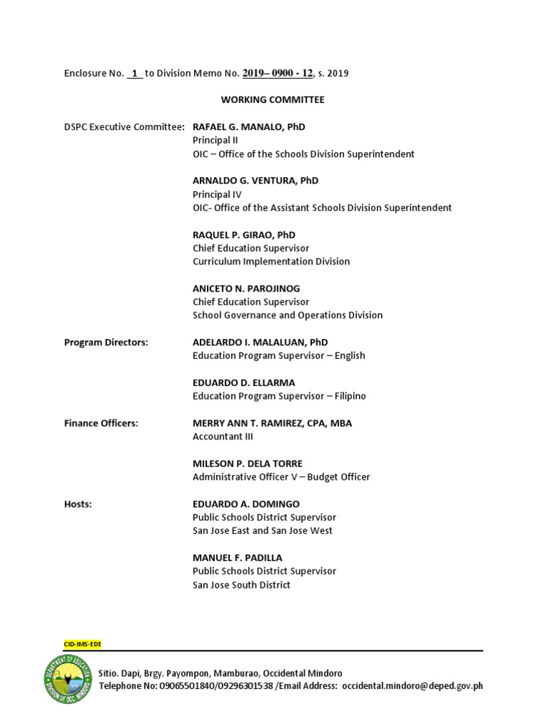 2019 DSPC Memo - Attachment | PDF | Media Technology | Communication