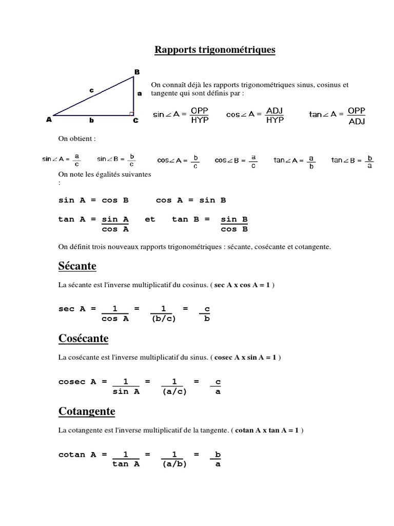 Trigonometrie Formules Pdf Amazon.ca : Trigonométrie Mathématiques