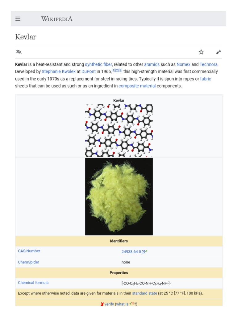 Kevlar: Synthetic Fiber Aramids Nomex Technora Stephanie Kwolek Dupont ...