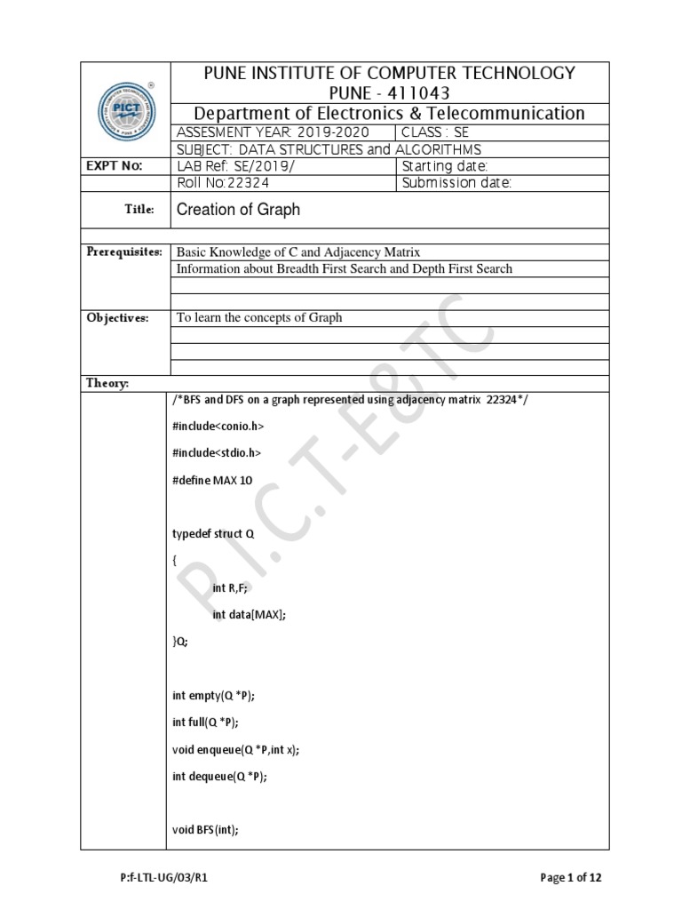 Graph Using C | PDF | Vertex (Graph Theory) | Discrete Mathematics