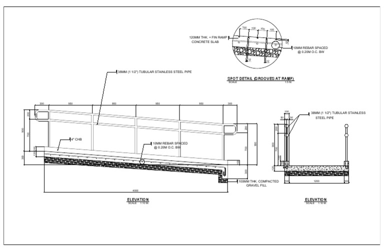 Concrete ramp slab and drainage pipe details | PDF | Concrete ...