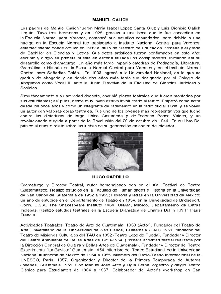 Manuel Galich | PDF | Entretenimiento | Teatro