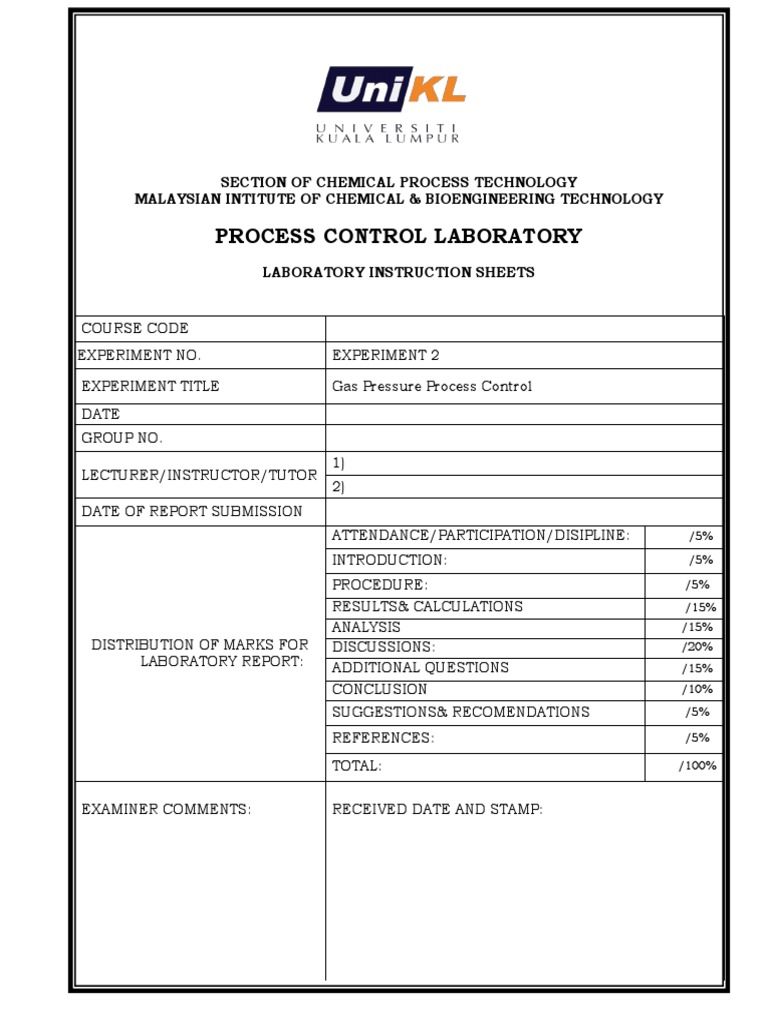 Lab Manual Gas Pressure Process Control | PDF | Valve | Process Control
