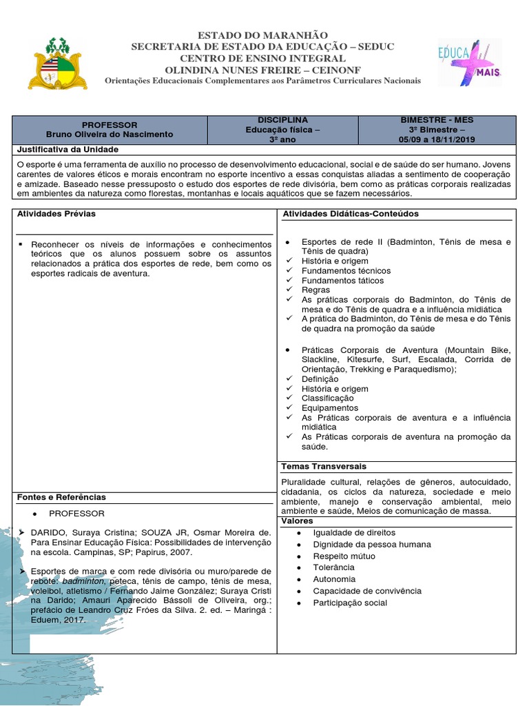 Guia de Aprendizagem - 3 Bimestre - 3 - Ano | PDF | Aprendizado | Esportes