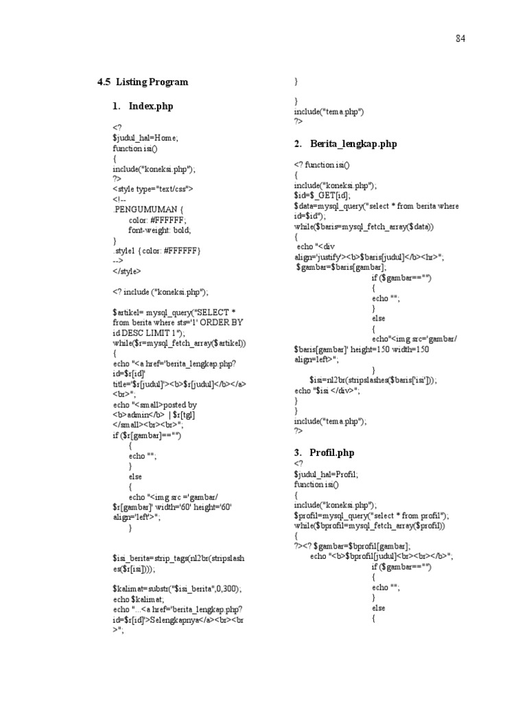 4.5 Listing Program Index - PHP | Download Free PDF | Business