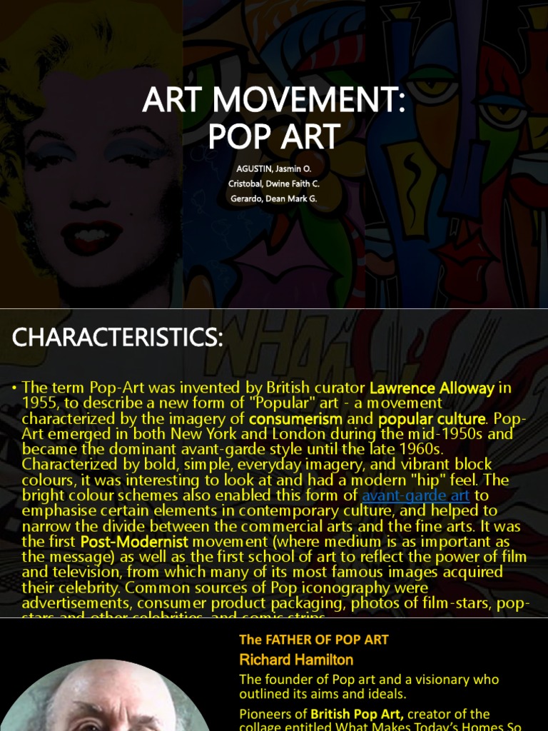 Art Movement: Pop Art: AGUSTIN, Jasmin O. Cristobal, Dwine Faith C ...