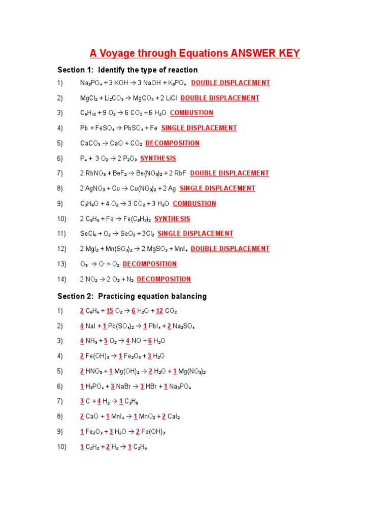 Voyage Through Equations Answer Key | PDF | Solid State Chemistry ...