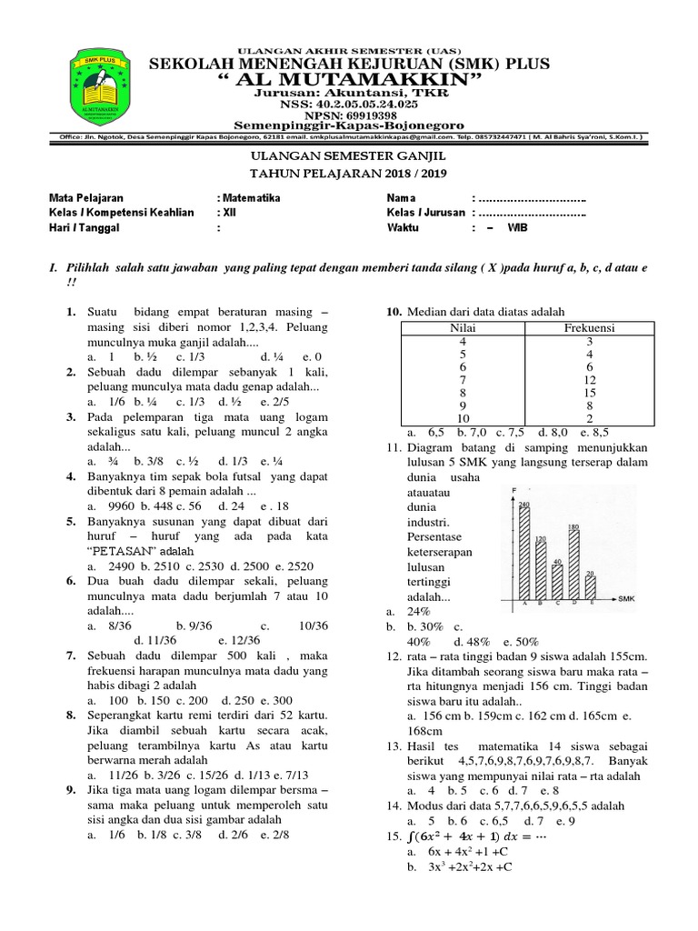 Soal + Kisi2 12 | PDF