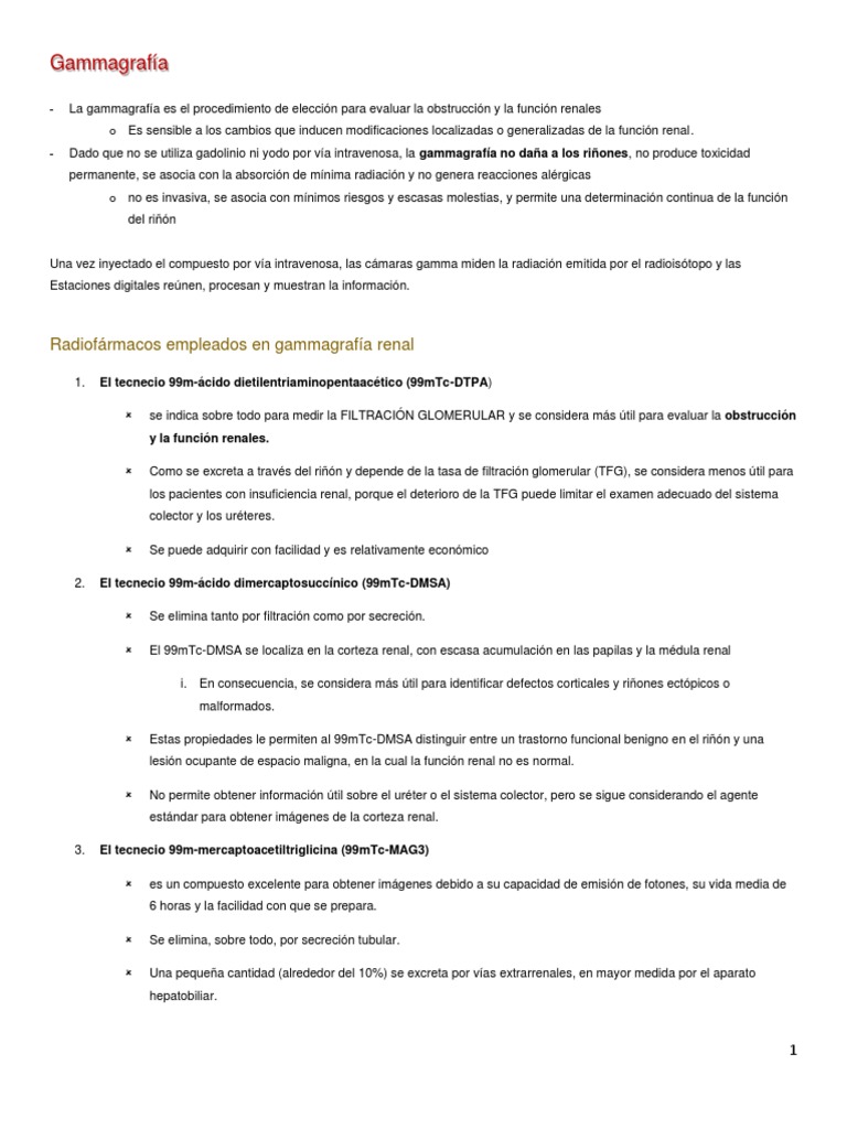 Gammagrafía renal: diagnóstico y radiofármacos | PDF | Riñón | Órgano ...