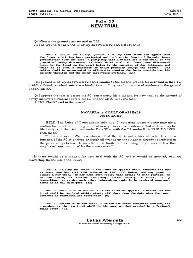 Rule 53-New Trial | PDF | Trials | Legal Organizations