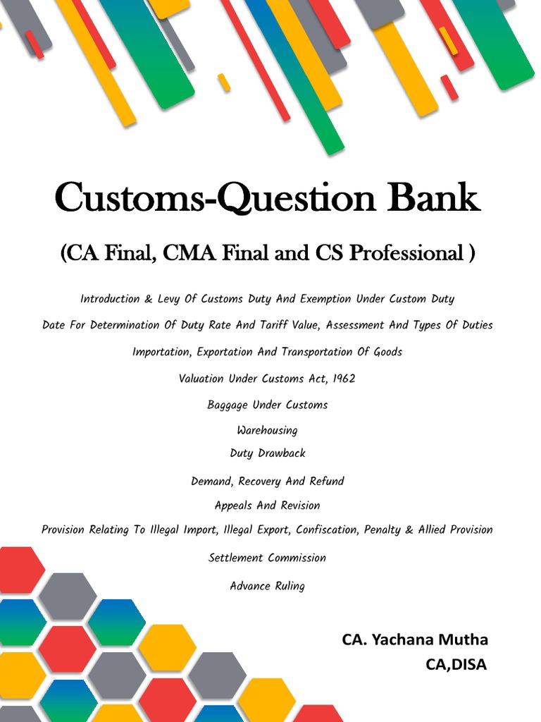 Customs-Question Bank for CA, CMA & CS Exams | PDF | Dumping (Pricing ...