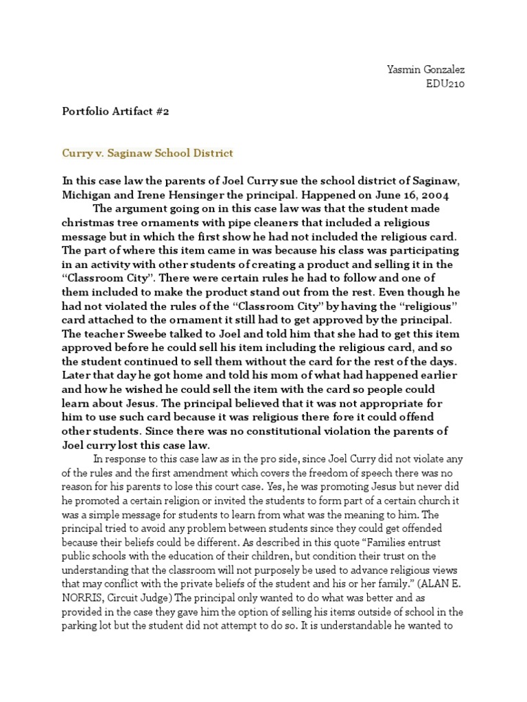Portfolio Artifact 2 | PDF | First Amendment To The United States ...