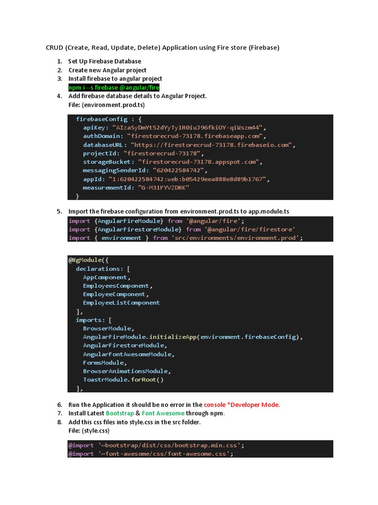 Crud Create Read Update Delete Application Using Fire Store Firebase Pdf Cascading