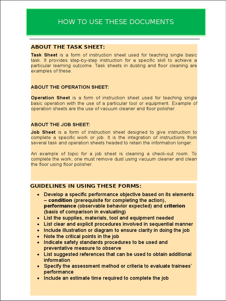 How To Use These Documents: About The Task Sheet | PDF | Competence ...
