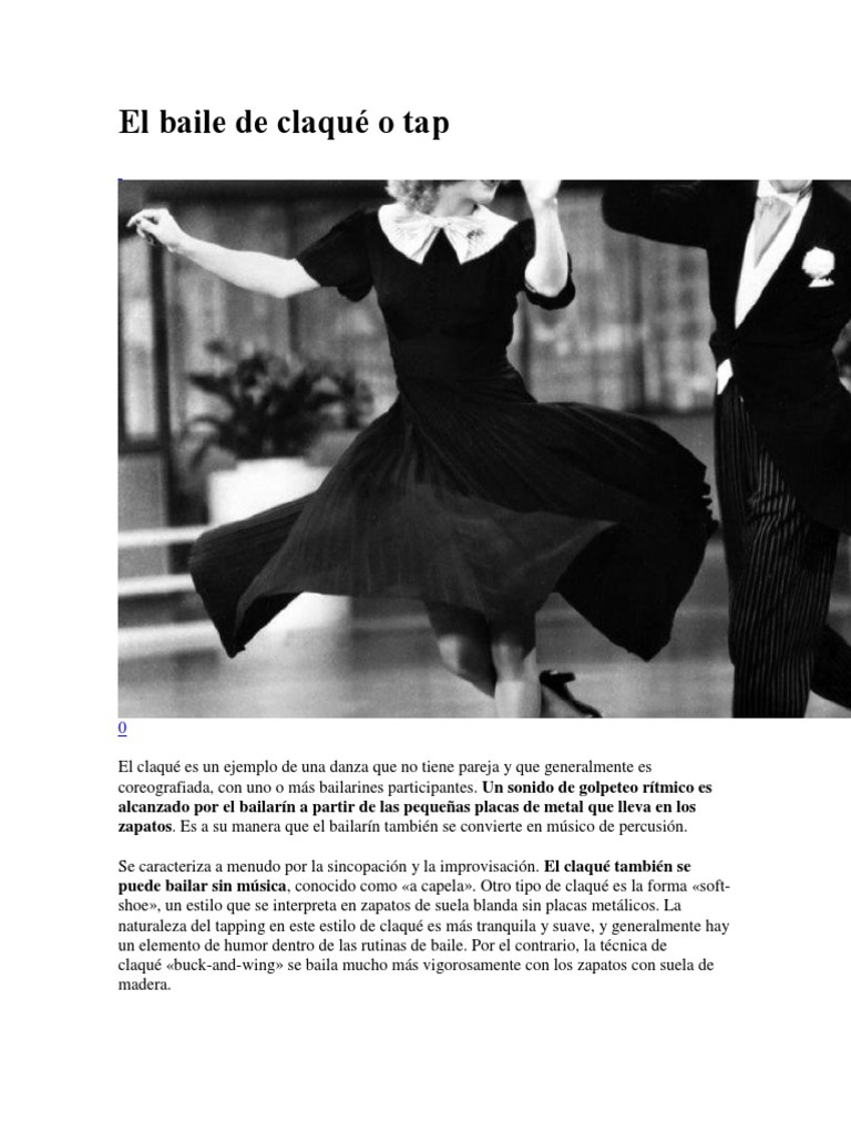 Historia y técnica del baile claqué | PDF | Bailes | Jazz