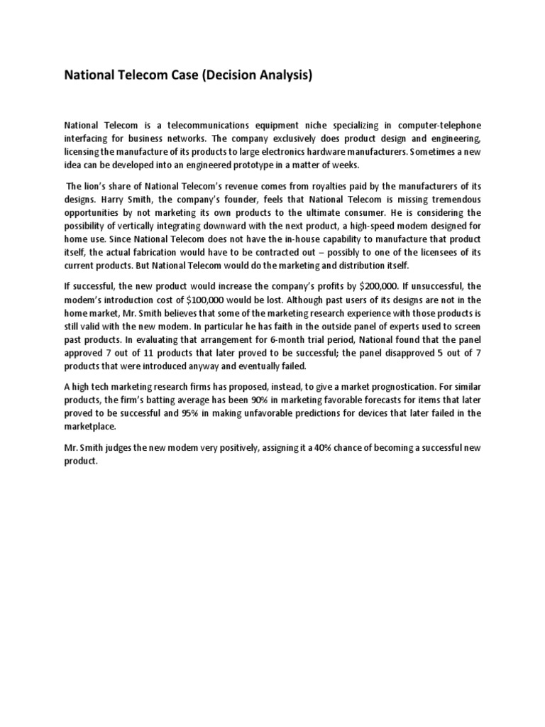 Decision Analysis Case | PDF | Prediction | Telecommunication