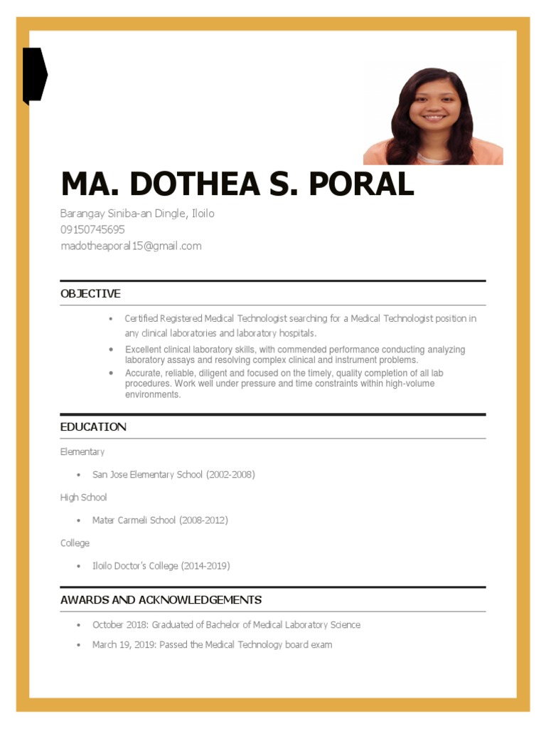 Certified Medical Technologist Resume | PDF