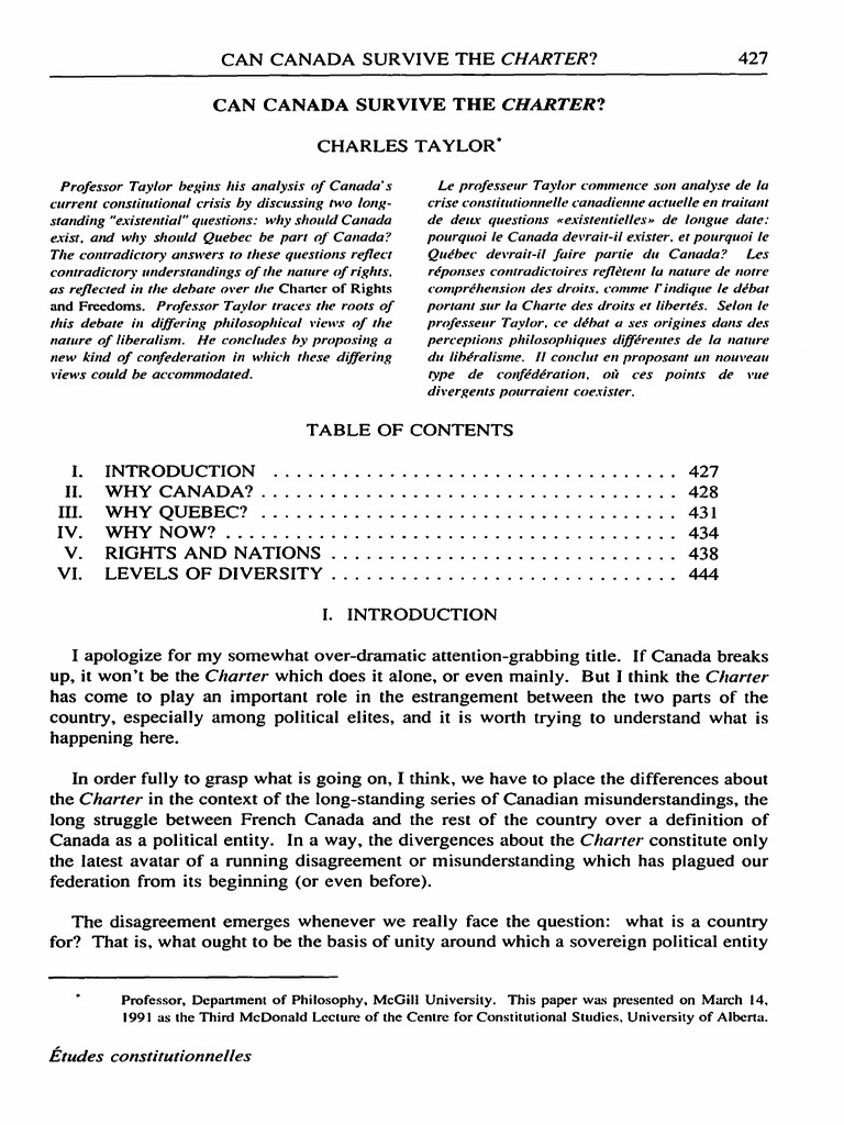 Charles Taylor | PDF | Canada | Multiculturalism