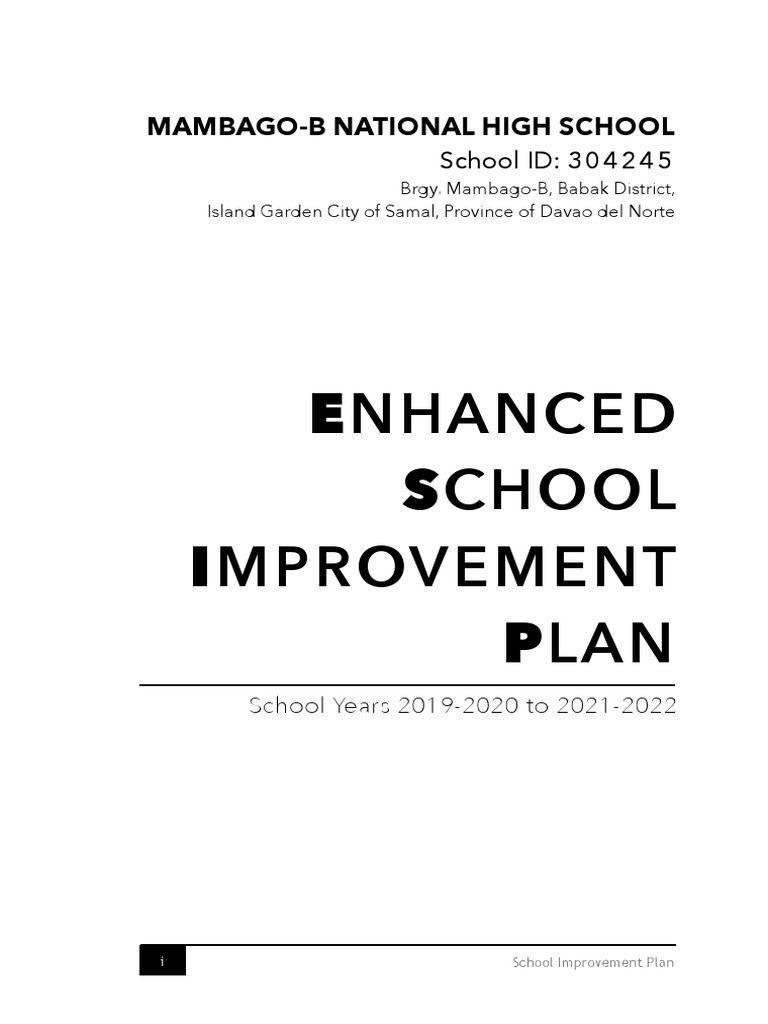 Revised Enhanced School Improvement Plan ESIP | PDF | Hazards | Risk