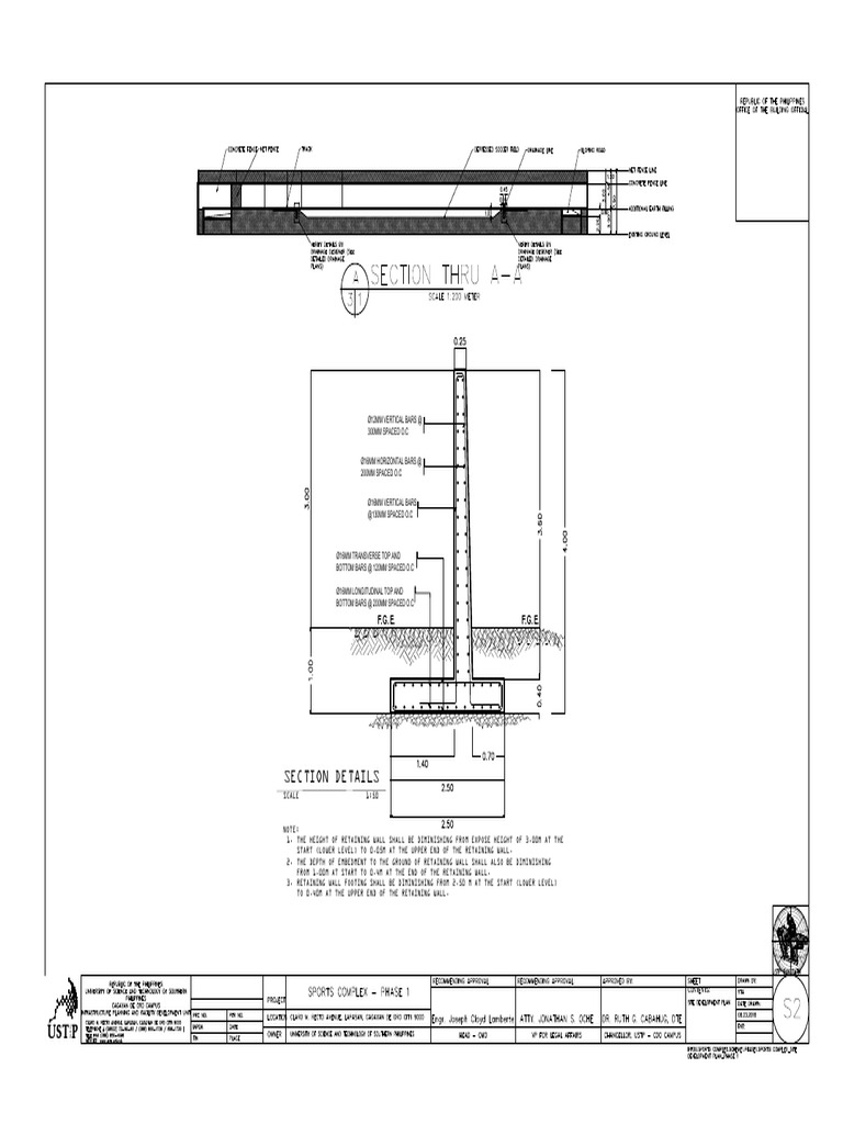 Structural 02 - Retaining Wall Detail | PDF | Civil Engineering | Nature
