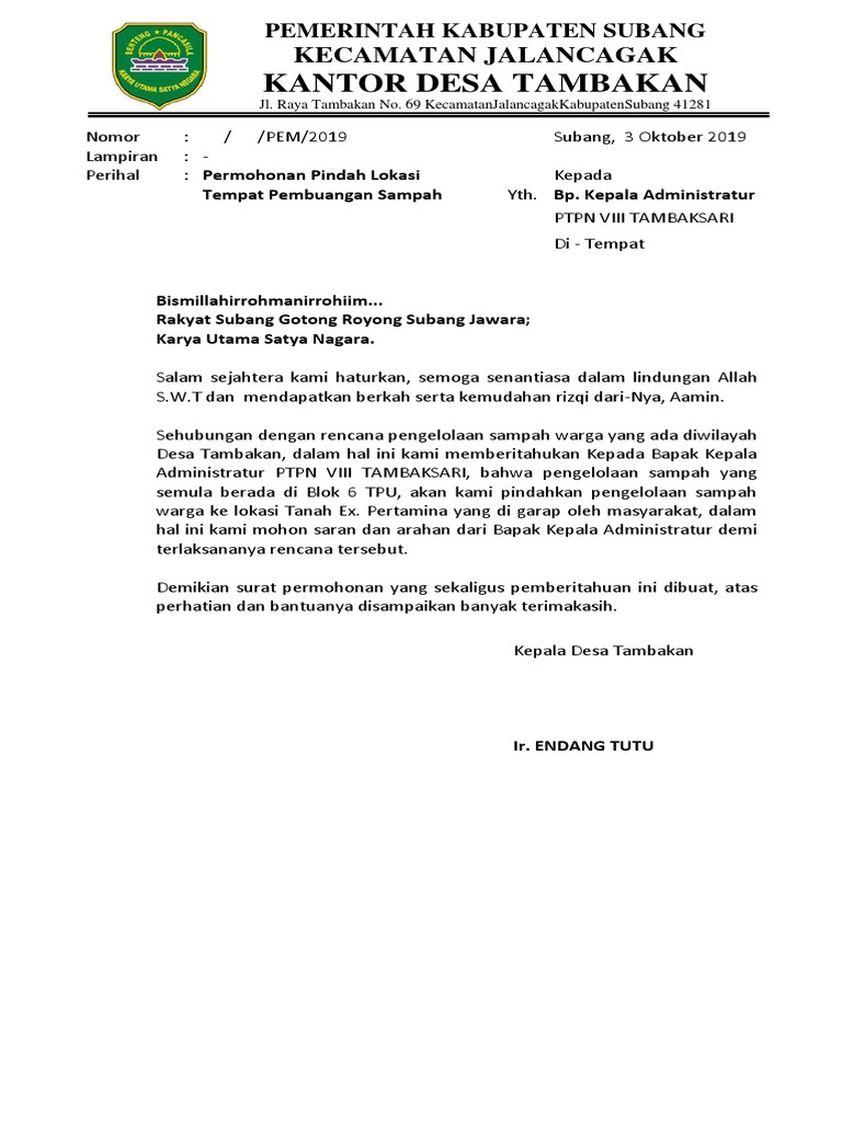 Surat Permohonan PTPN | PDF