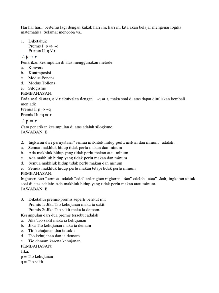 Logika Matematika: Premis dan Kesimpulan | PDF